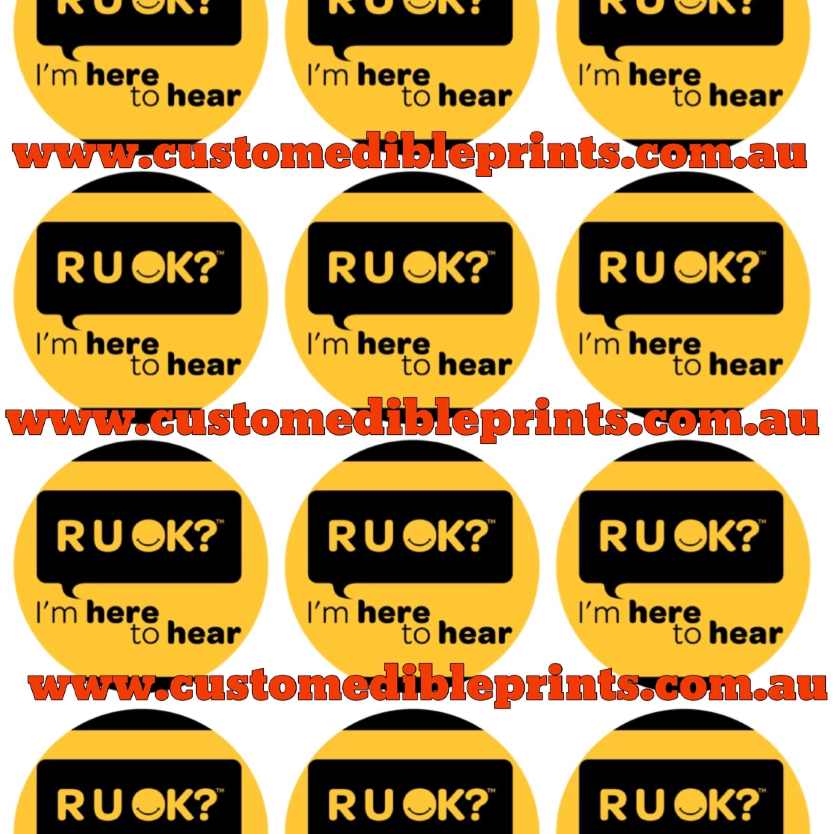 R U OK ? Day Edible Images- 2.5”-12 Per Sheet | CUSTOM EDIBLE PRINTS