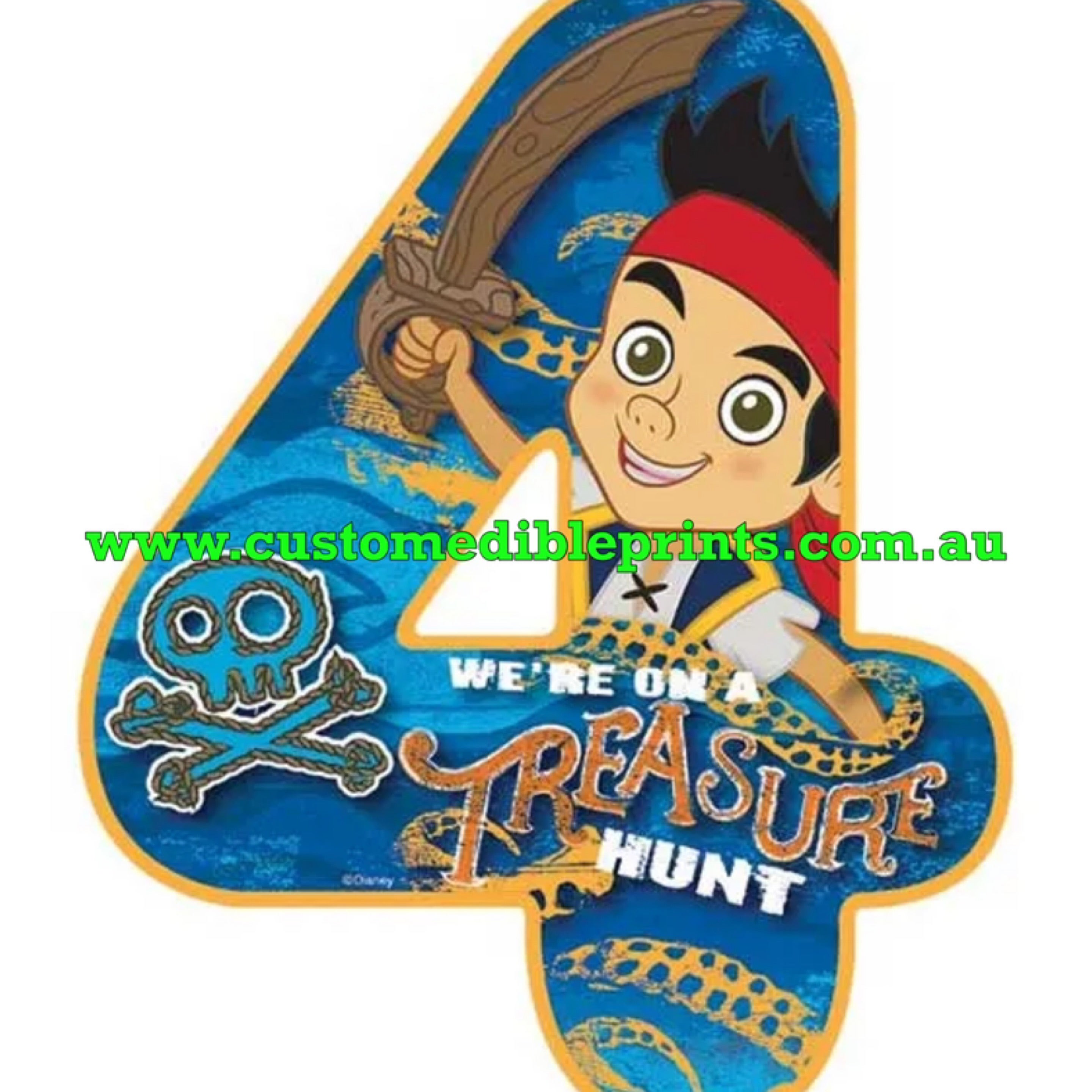 DISNEY JAKE AND THE NEVER LAND PIRATES NUMBER 4 EDIBLE IMAGE | CUSTOM ...