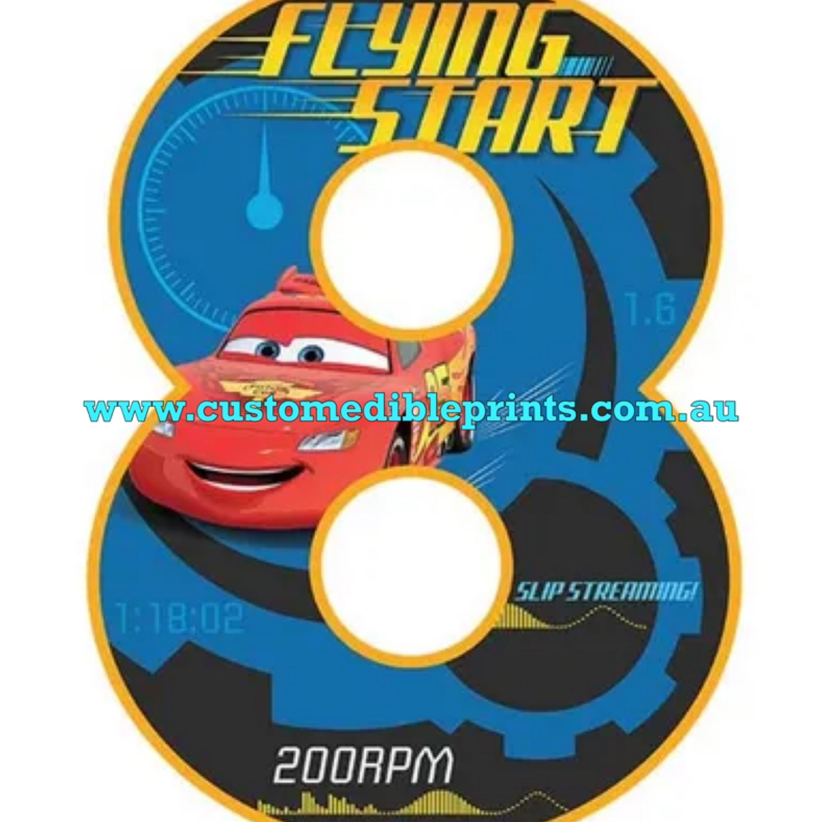 DISNEY CARS NUMBER 8 EDIBLE IMAGE | CUSTOM EDIBLE PRINTS