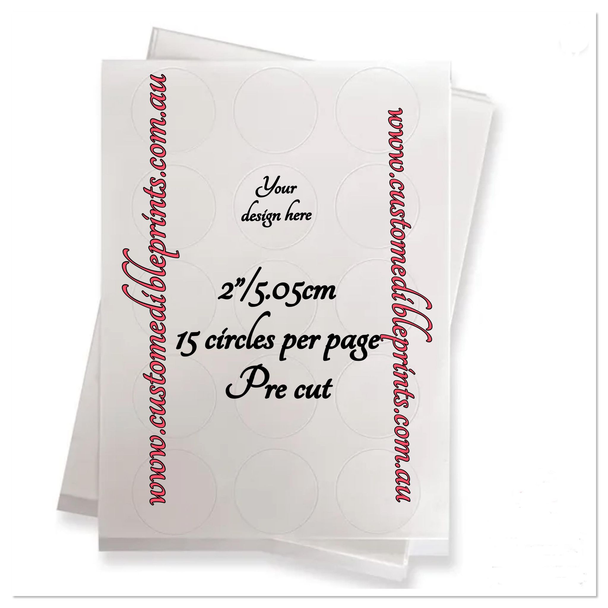 Custom Edible Print Icing Sheet - 15 x 2 " Circles per sheet | CUSTOM ...