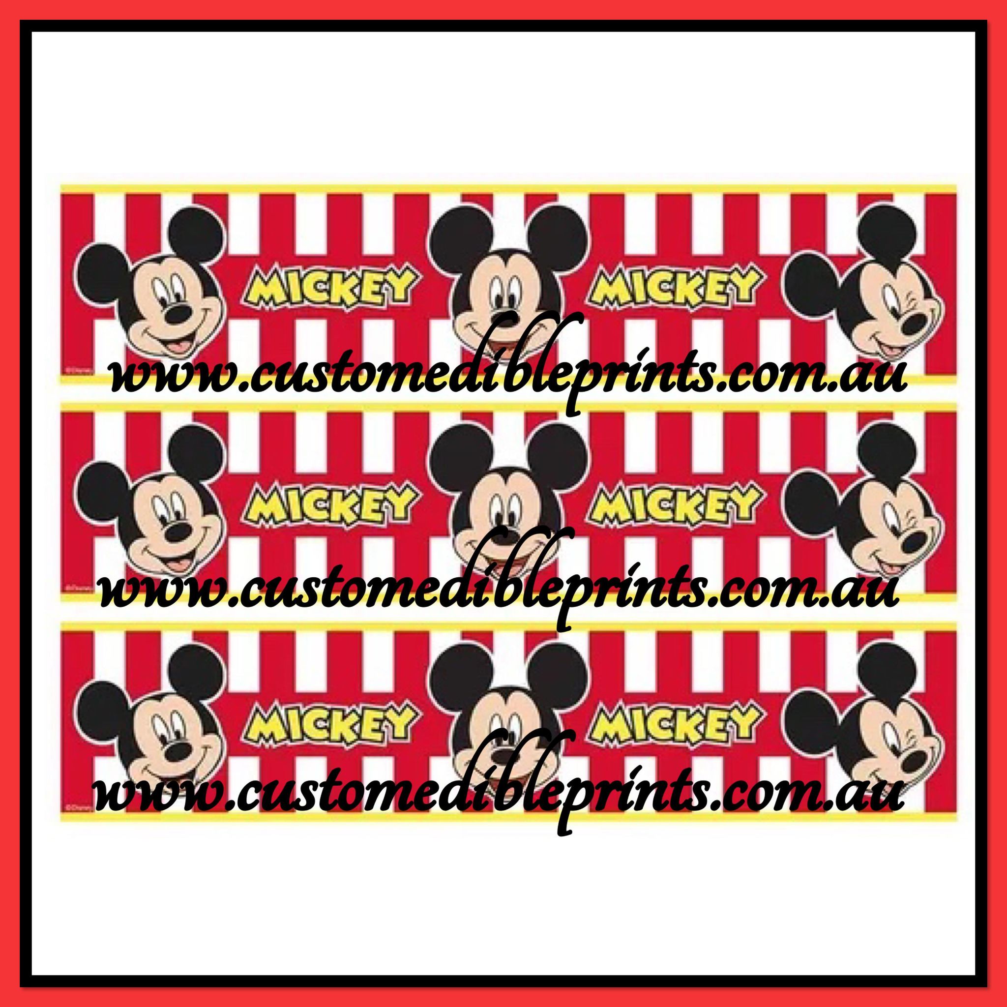 MICKEY MOUSE - CAKE STRIPS A4 EDIBLE IMAGE | CUSTOM EDIBLE PRINTS
