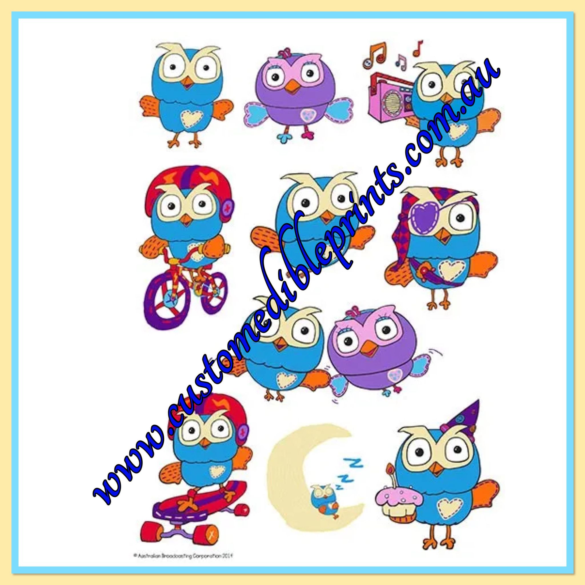 HOOT CHARACTER SHEET A4 EDIBLE IMAGE | CUSTOM EDIBLE PRINTS