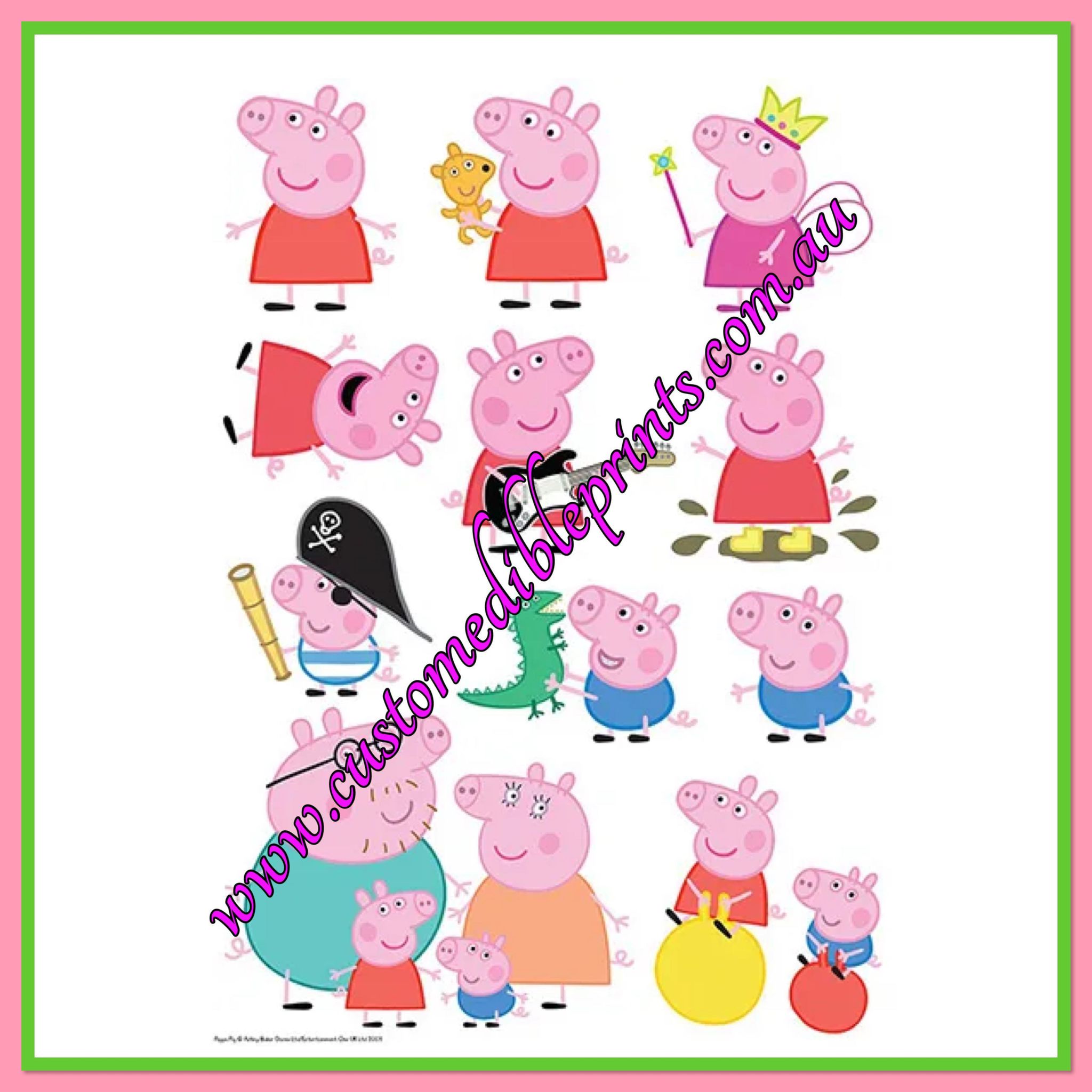 PEPPA PIG CHARACTER SHEET A4 EDIBLE IMAGE | CUSTOM EDIBLE PRINTS