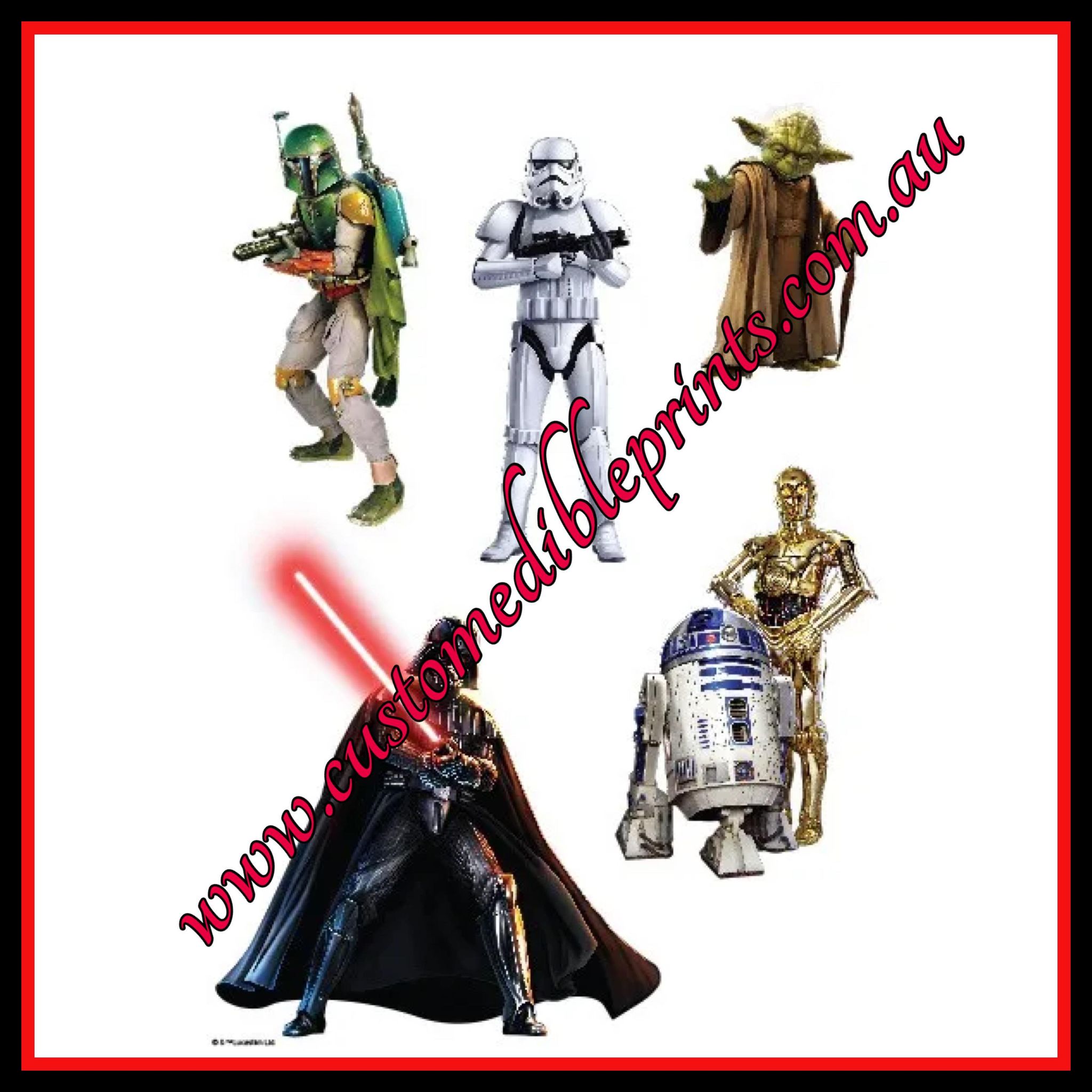 STAR WARS - DARTH VADER, C3PO, R2D2, YODA ETC CHARACTER SHEET A4 EDIBLE ...
