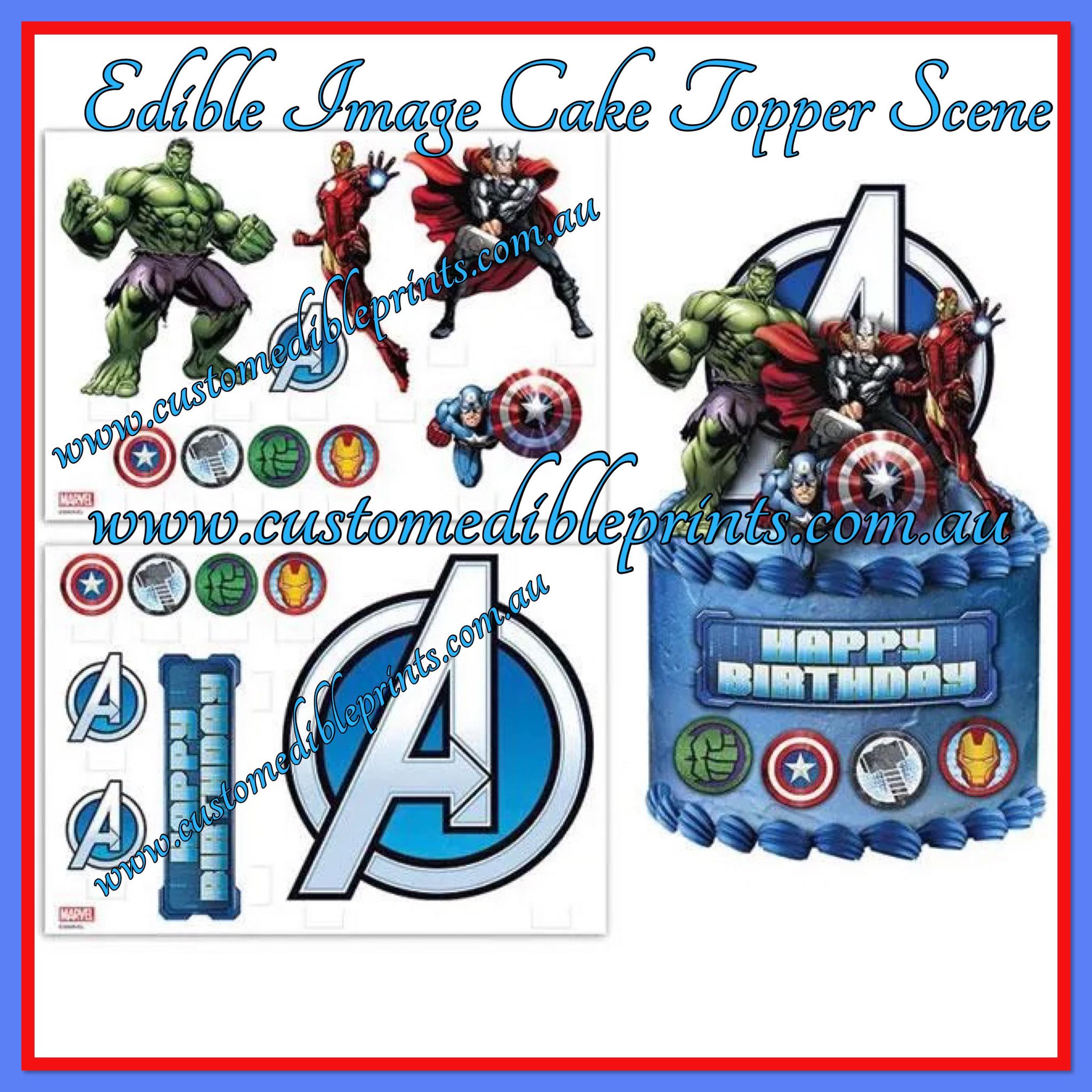 AVENGERS CAKE TOPPER SCENE - EDIBLE IMAGES | CUSTOM EDIBLE PRINTS