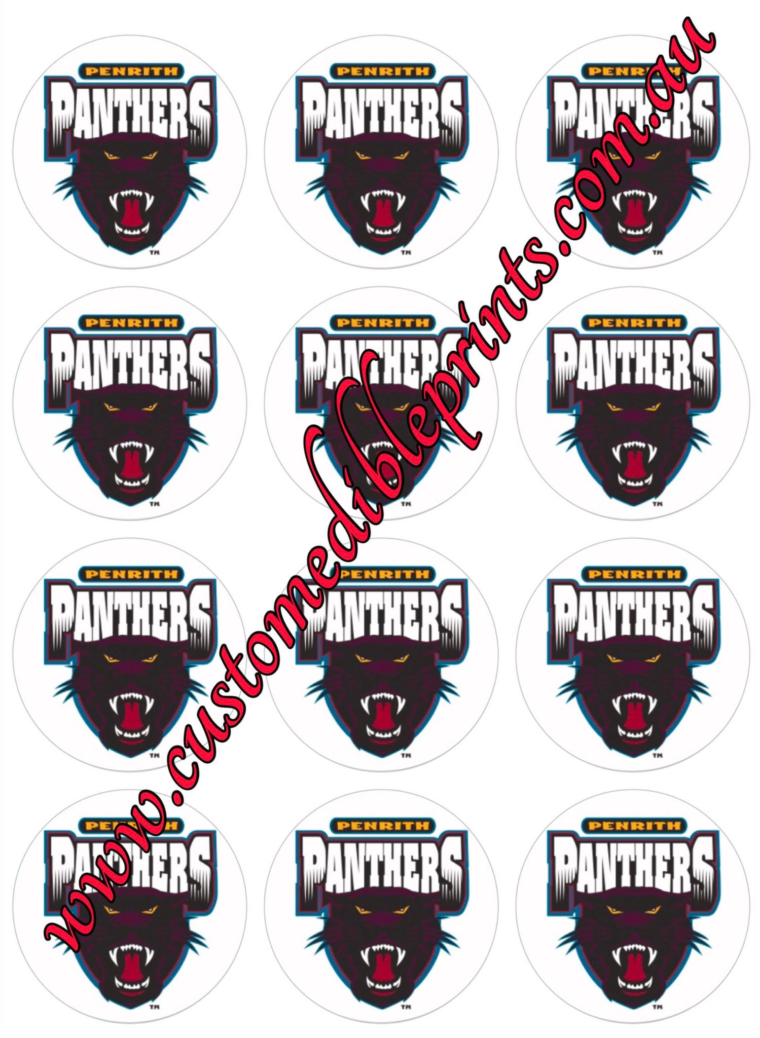 Penrith Panthers Edible Images - 2.5" - 12 Per Sheet | CUSTOM EDIBLE PRINTS