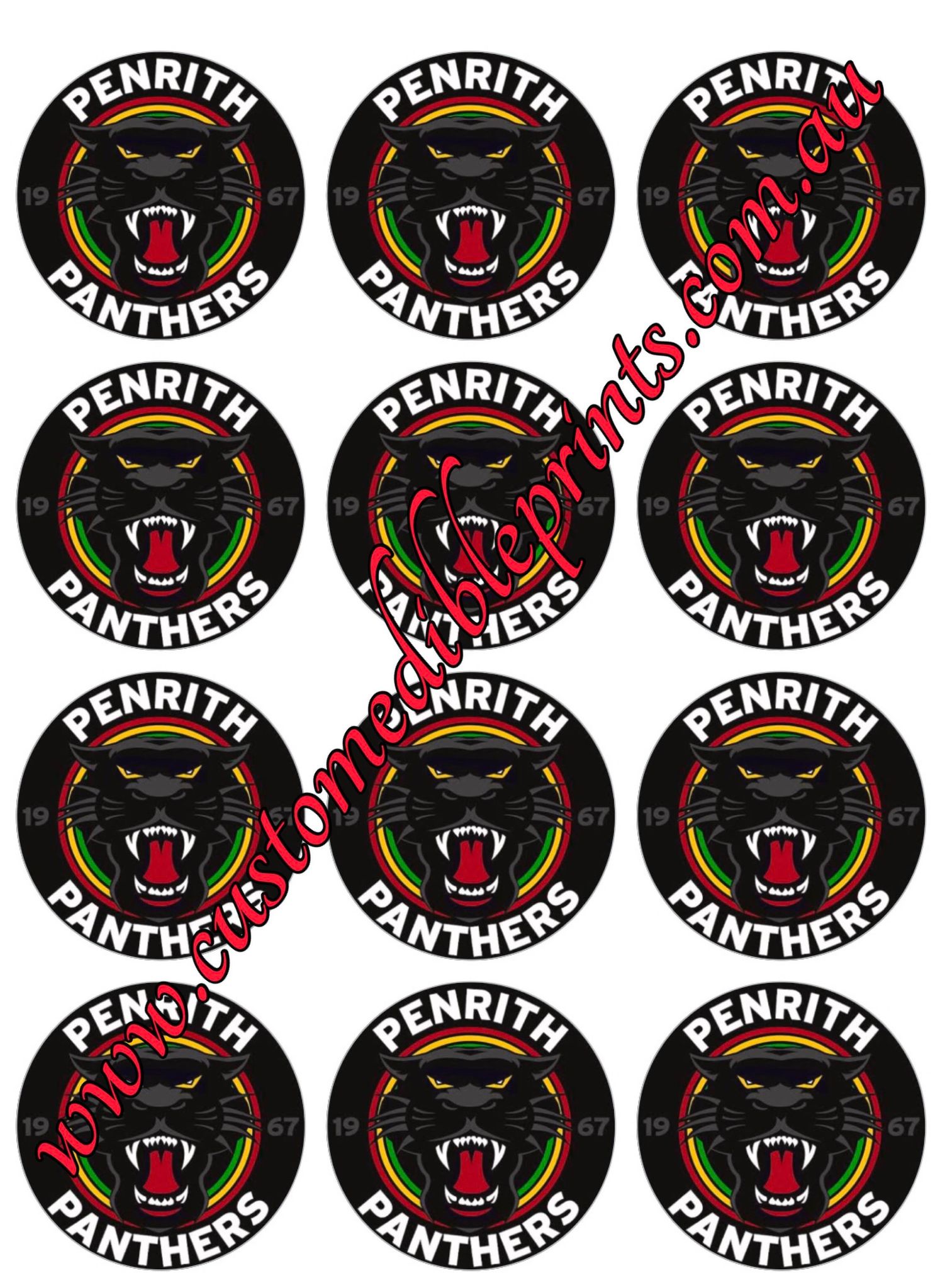 Penrith Panthers Edible Images - 2.5" - 12 per sheet | CUSTOM EDIBLE PRINTS