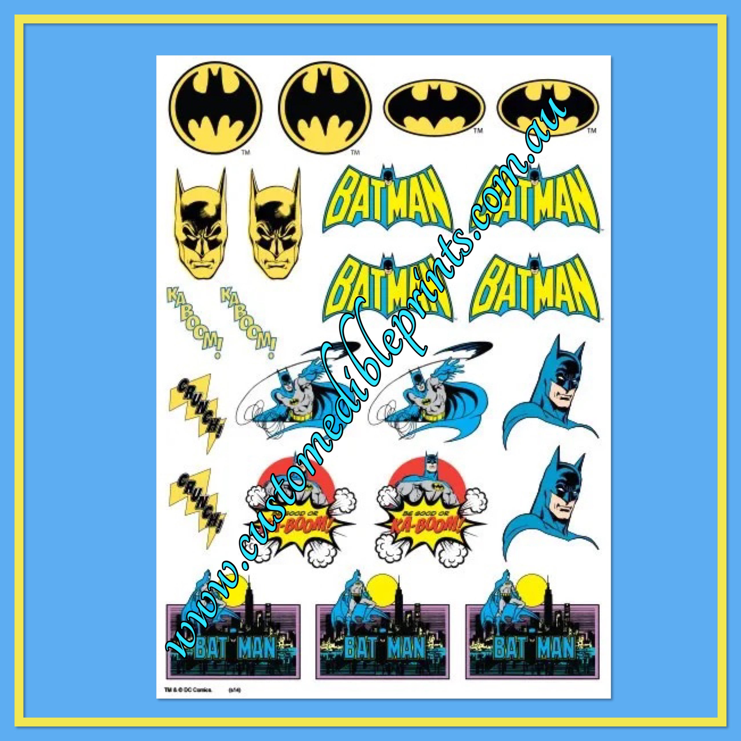 BATMAN ICONS SHEET A4 EDIBLE IMAGE | CUSTOM EDIBLE PRINTS