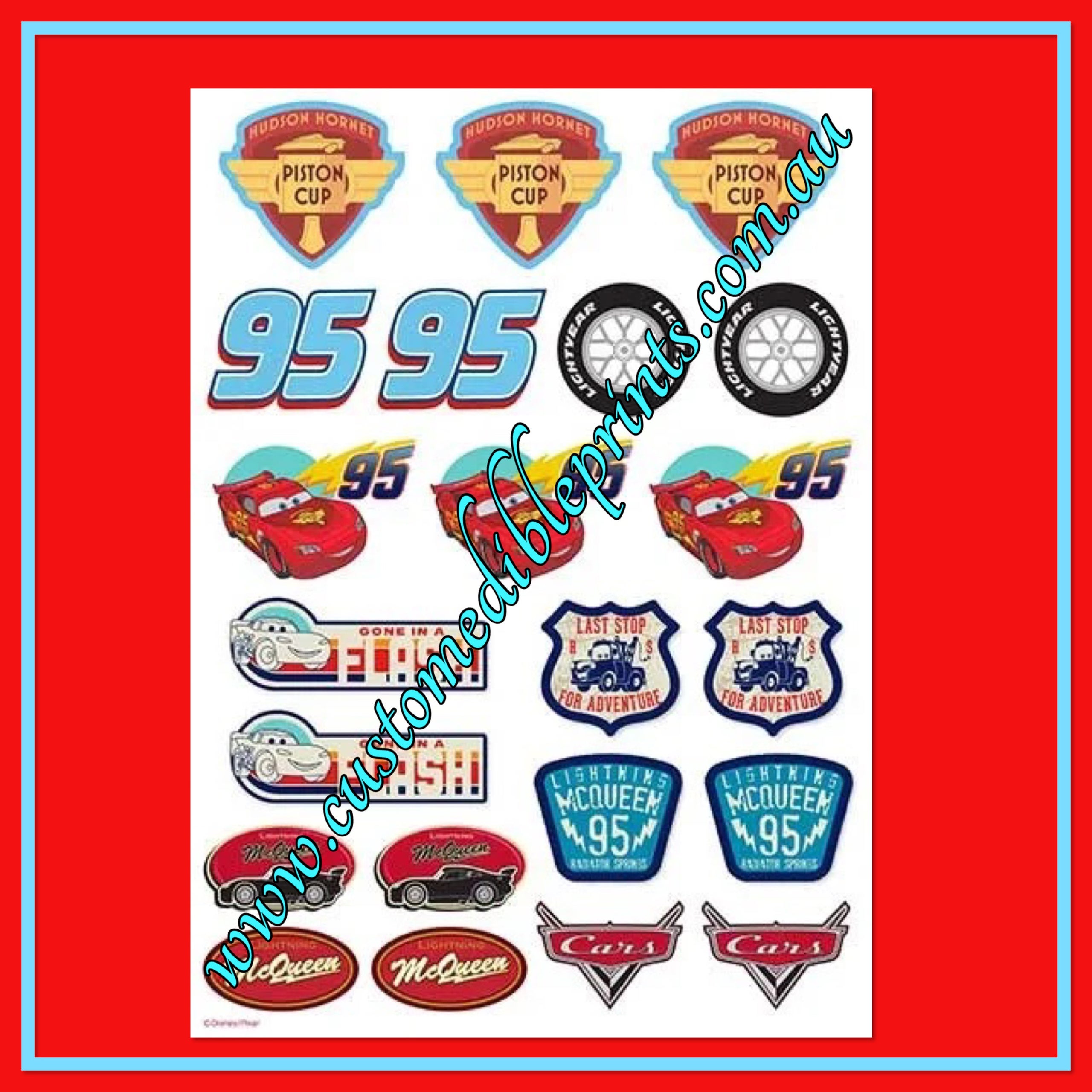 DISNEY CARS - ICONS SHEET A4 EDIBLE IMAGE | CUSTOM EDIBLE PRINTS
