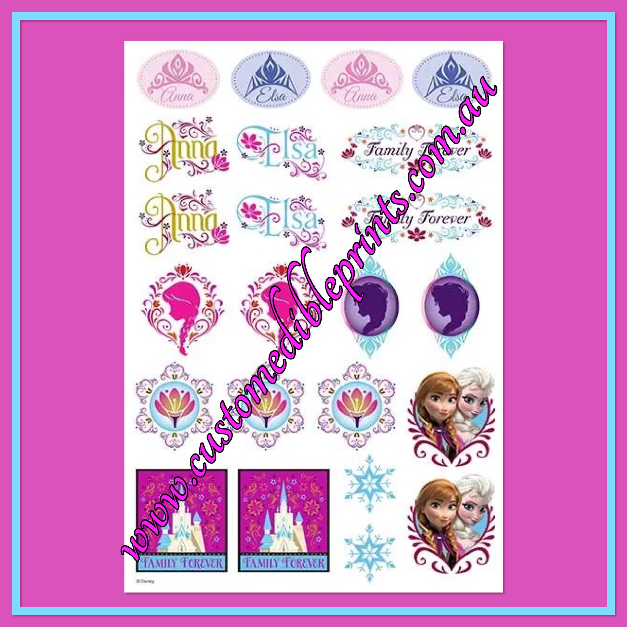 DISNEY FROZEN - ICONS SHEET A4 EDIBLE IMAGE | CUSTOM EDIBLE PRINTS