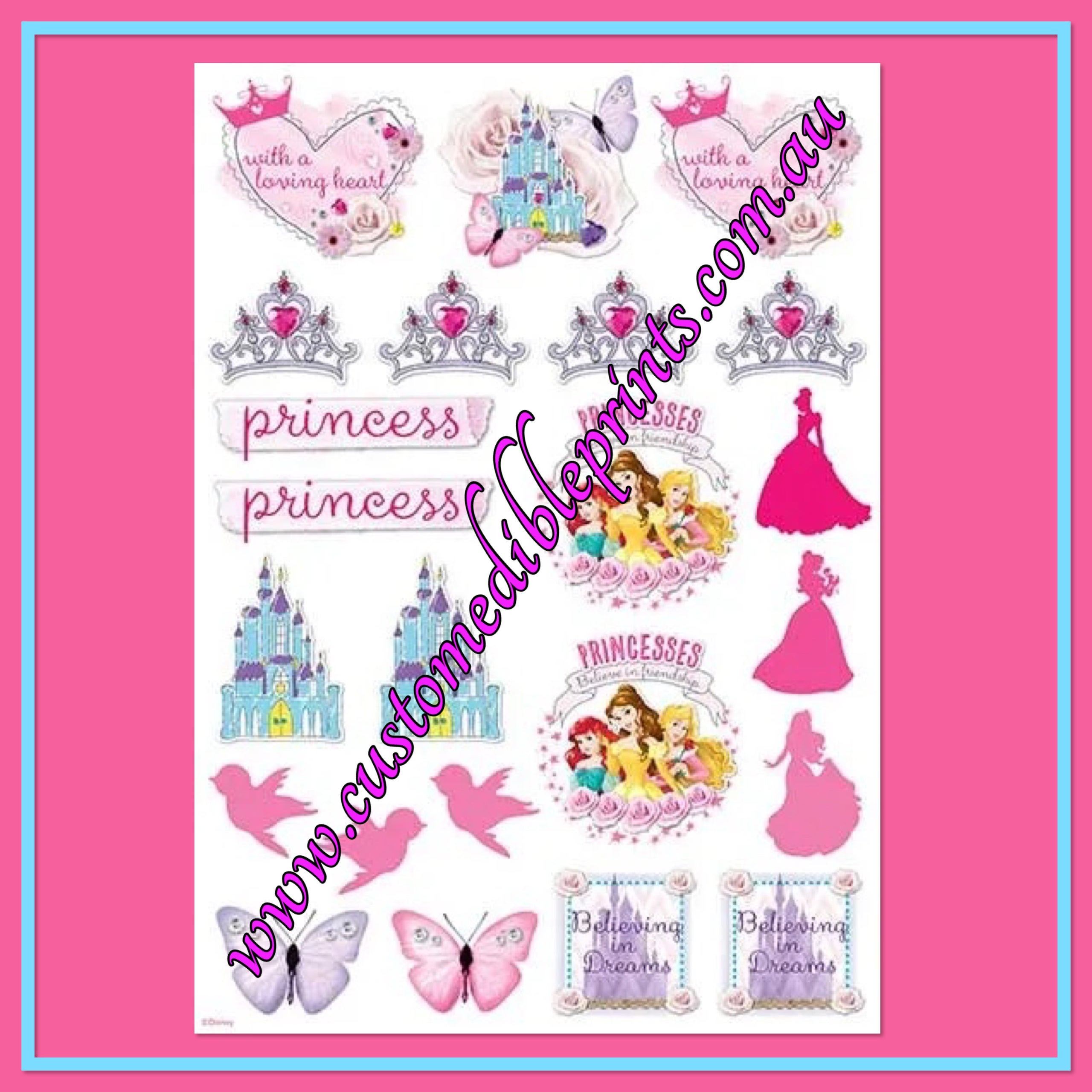 DISNEY PRINCESS - ICONS SHEET A4 EDIBLE IMAGE | CUSTOM EDIBLE PRINTS