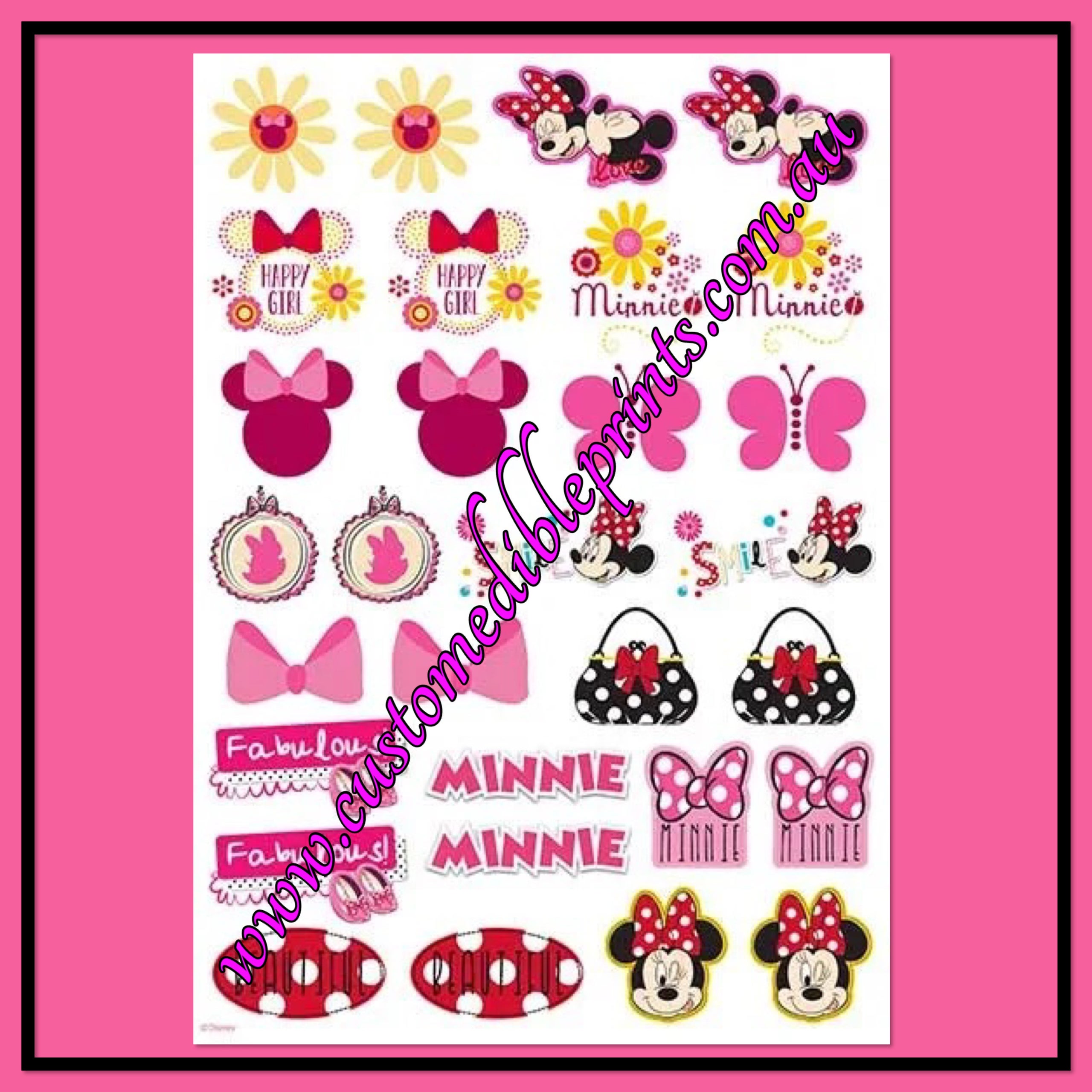 MINNIE MOUSE - ICONS SHEET A4 EDIBLE IMAGE | CUSTOM EDIBLE PRINTS