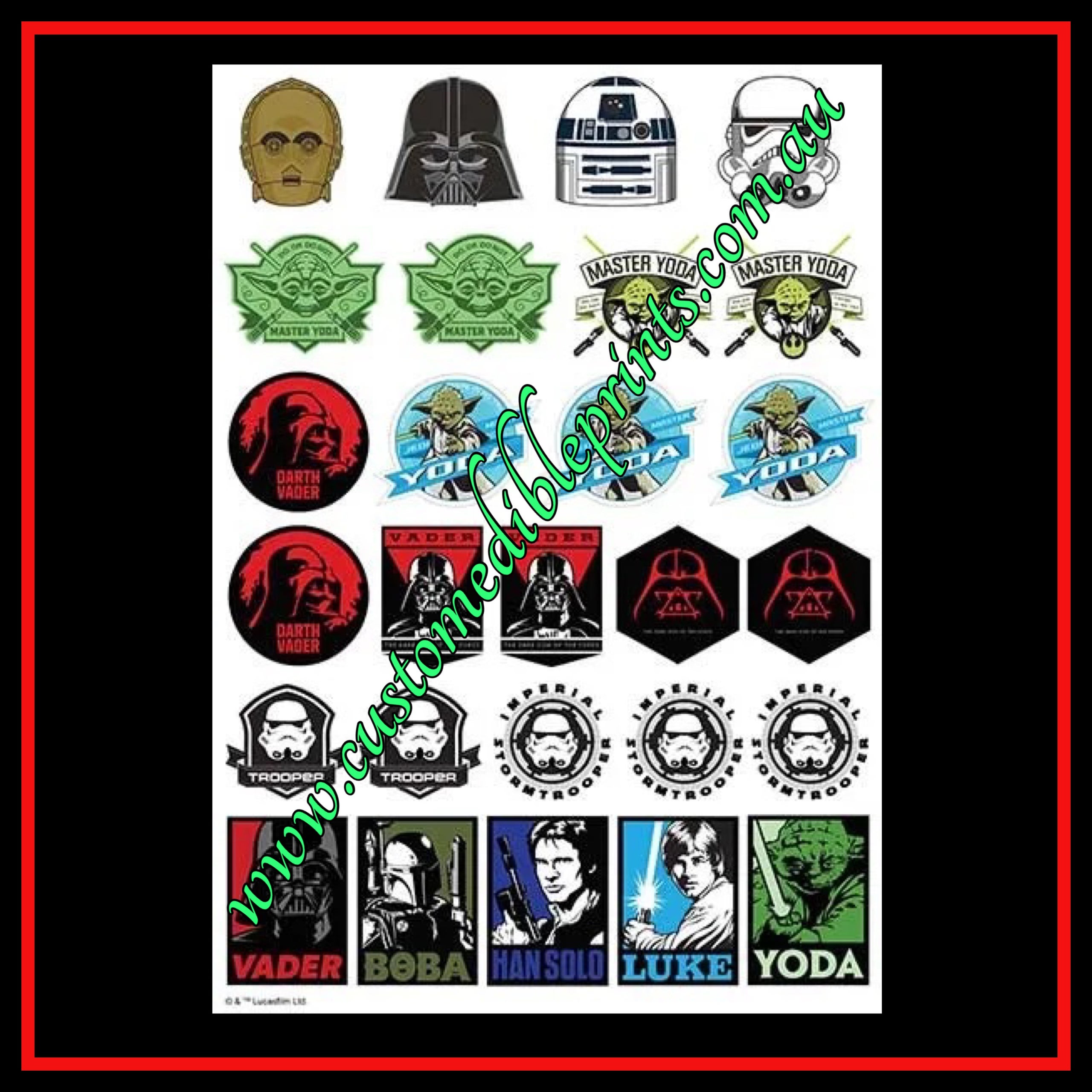 STAR WARS - DARTH VADER, YODA ETC ICONS SHEET A4 EDIBLE IMAGE | CUSTOM ...