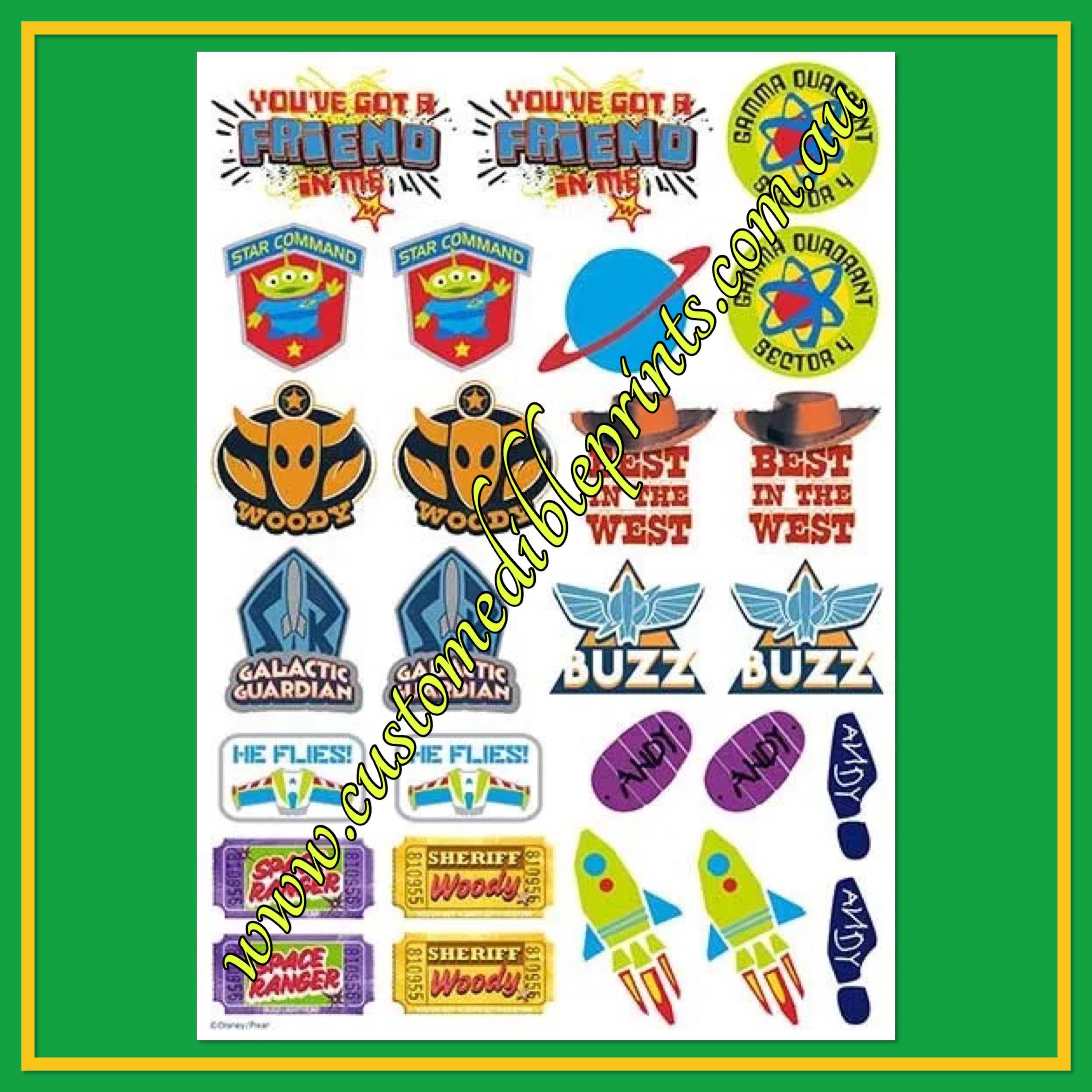 TOY STORY - ICONS SHEET A4 EDIBLE IMAGE | CUSTOM EDIBLE PRINTS