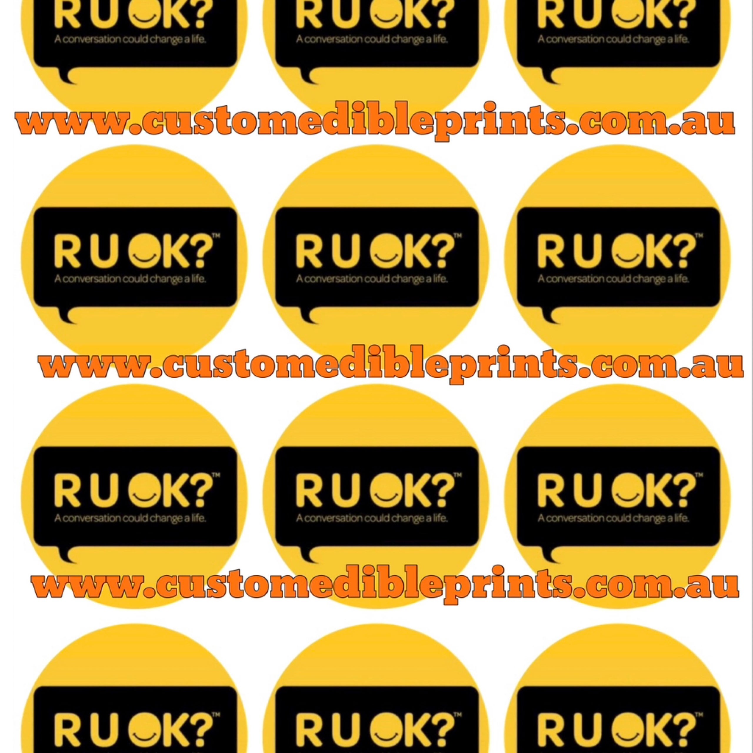 R U OK ? Day Edible Images-2.5”-12 Per Sheet | CUSTOM EDIBLE PRINTS