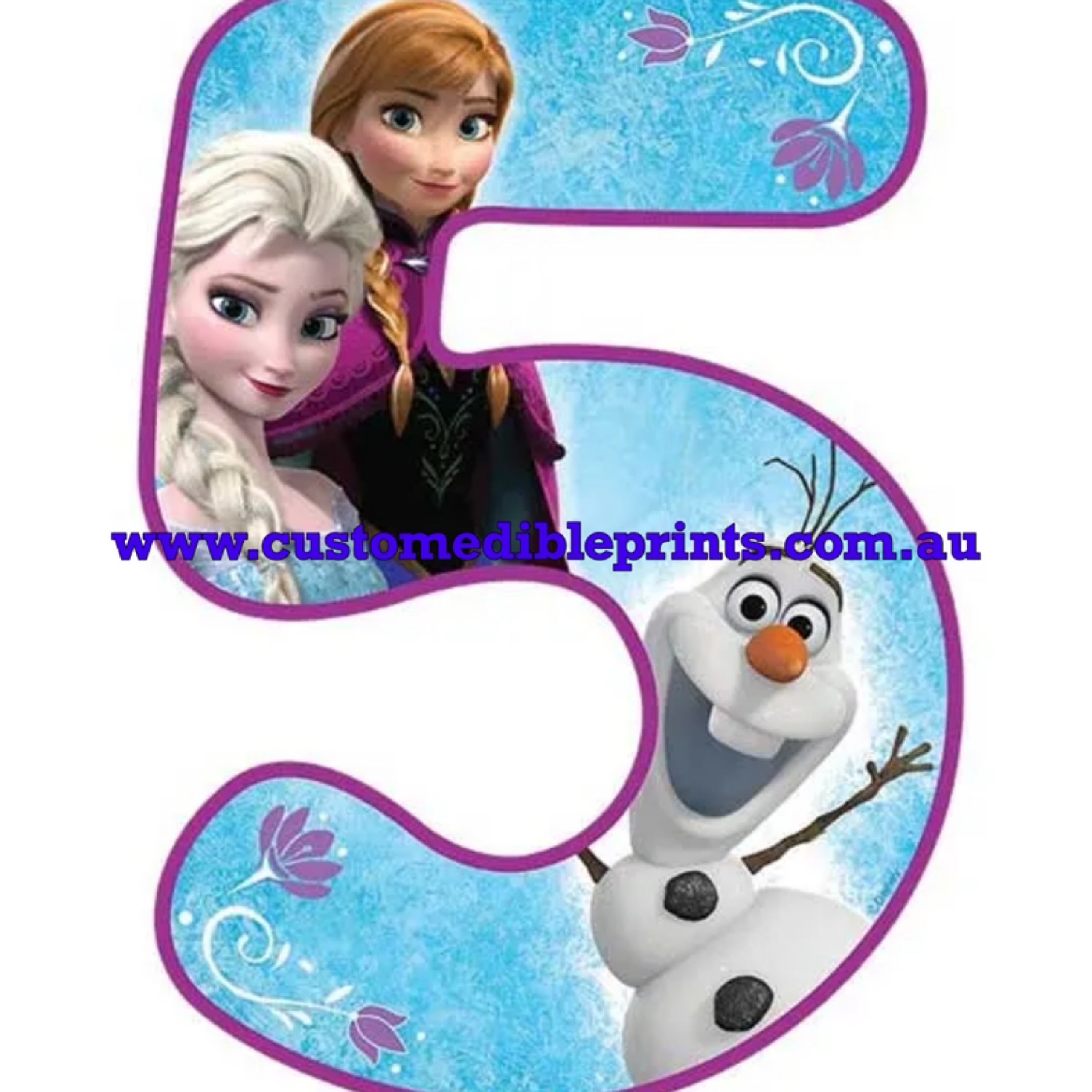 DISNEY FROZEN NUMBER 5 EDIBLE IMAGE | CUSTOM EDIBLE PRINTS