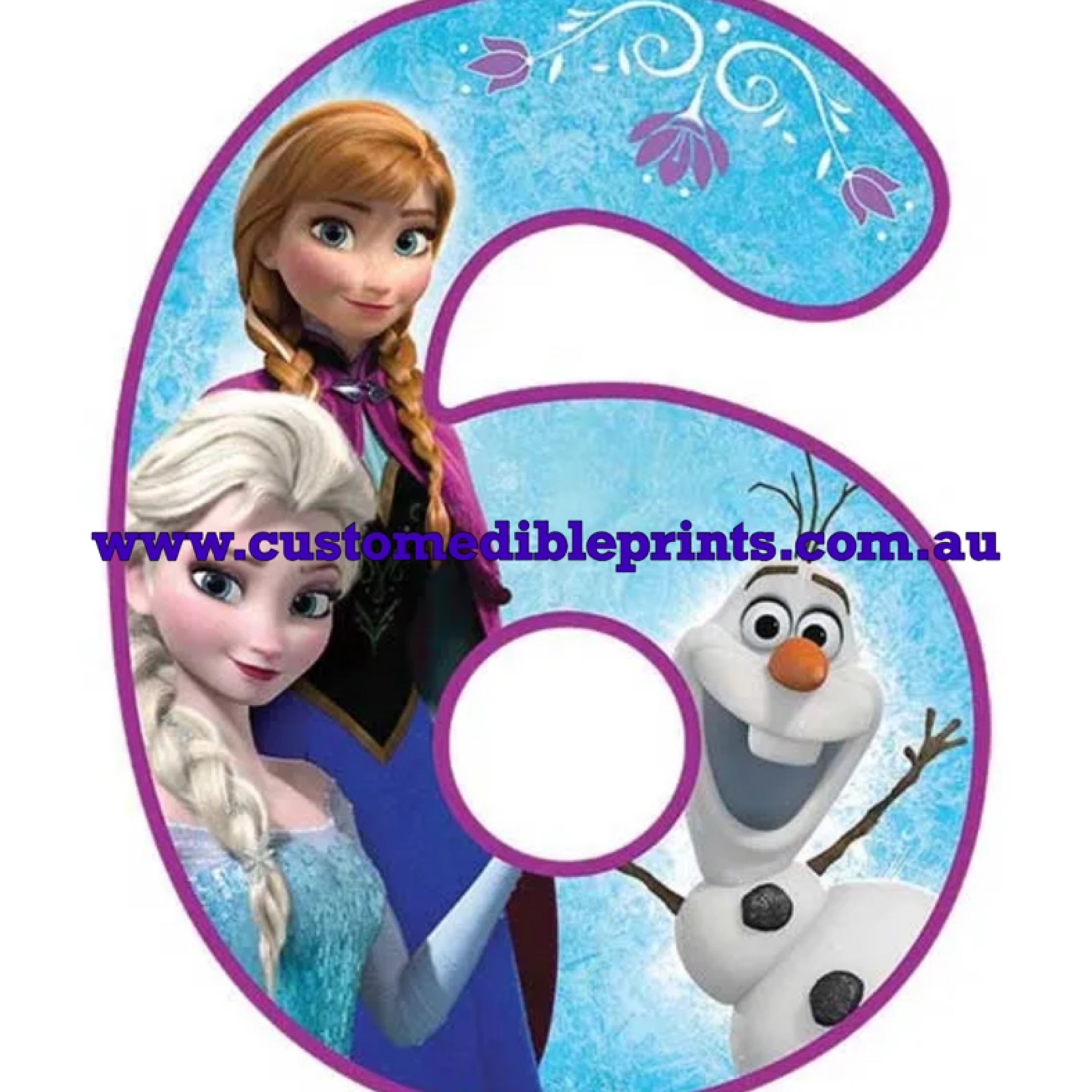 DISNEY FROZEN NUMBER 6 EDIBLE IMAGE | CUSTOM EDIBLE PRINTS