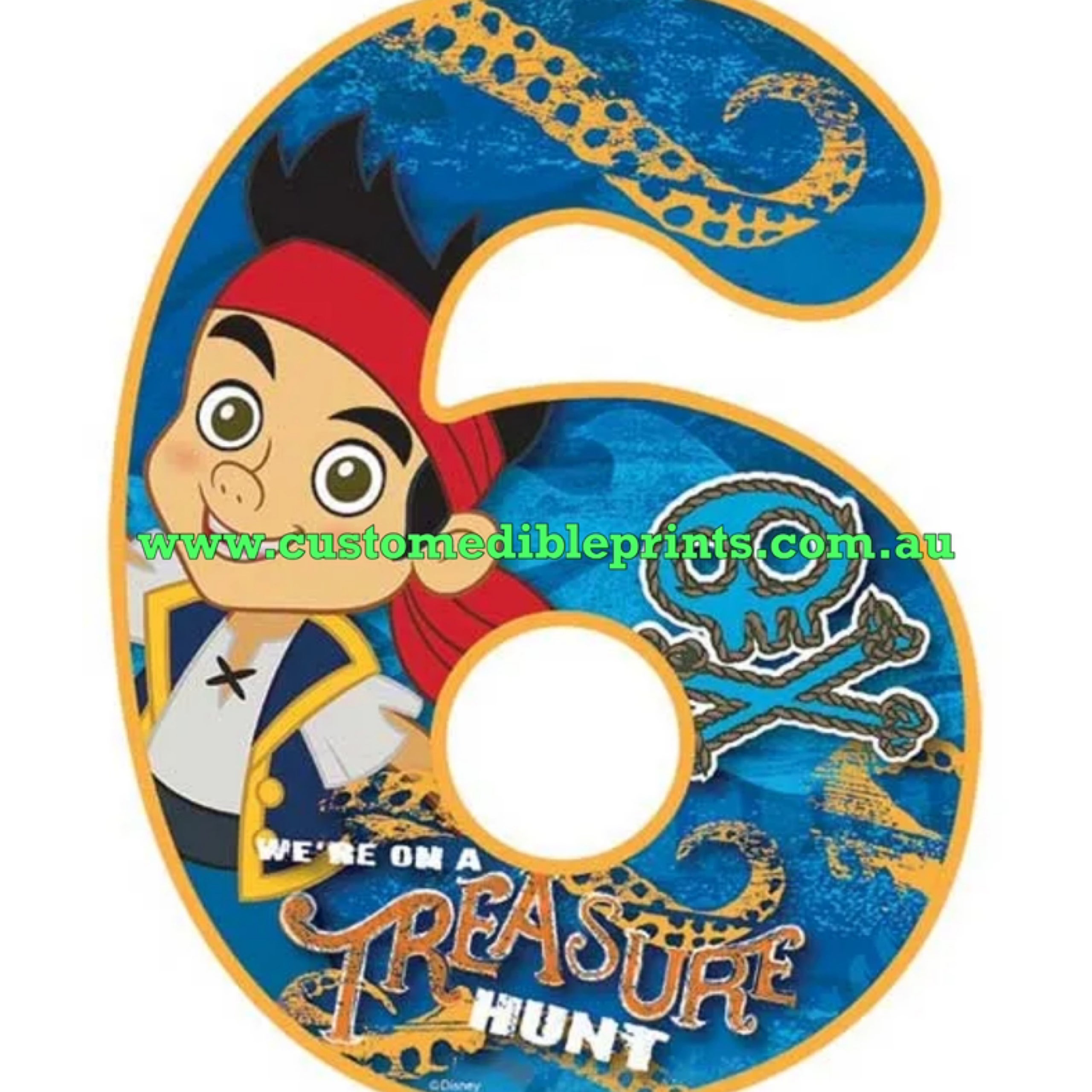 DISNEY JAKE AND THE NEVER LAND PIRATES NUMBER 6 EDIBLE IMAGE | CUSTOM ...