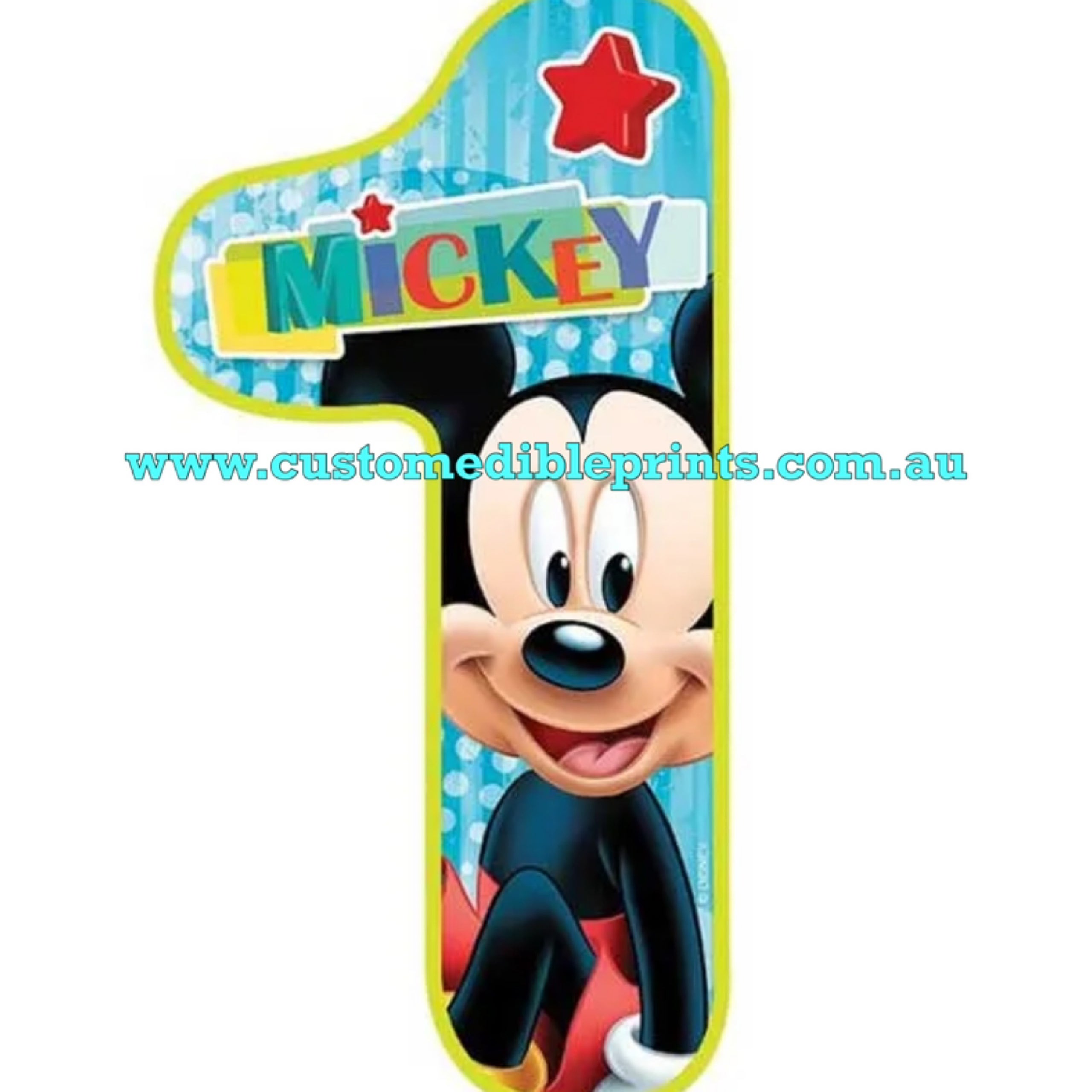 DISNEY MICKEY MOUSE NUMBER 1 EDIBLE IMAGE | CUSTOM EDIBLE PRINTS