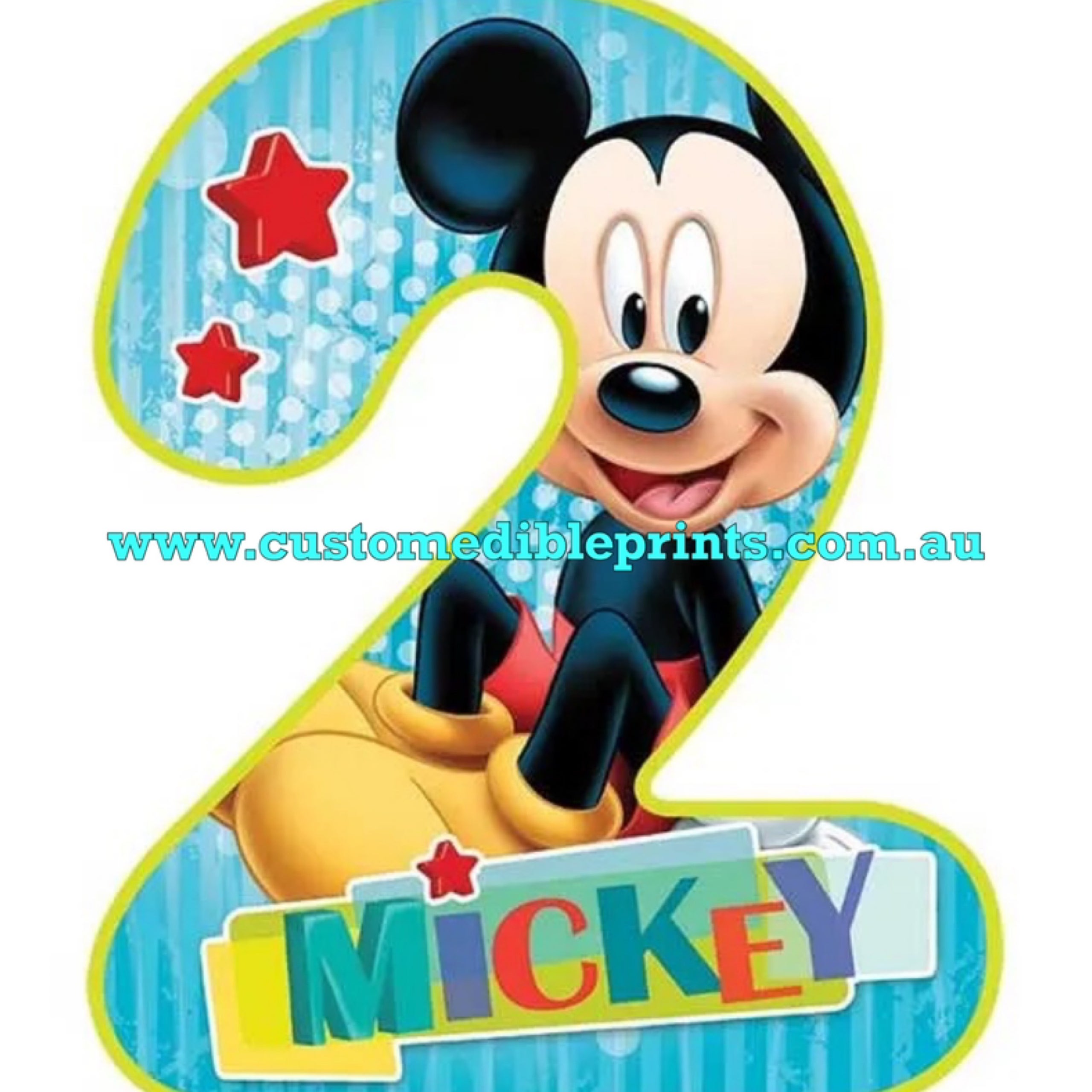 DISNEY MICKEY MOUSE NUMBER 2 EDIBLE IMAGE | CUSTOM EDIBLE PRINTS