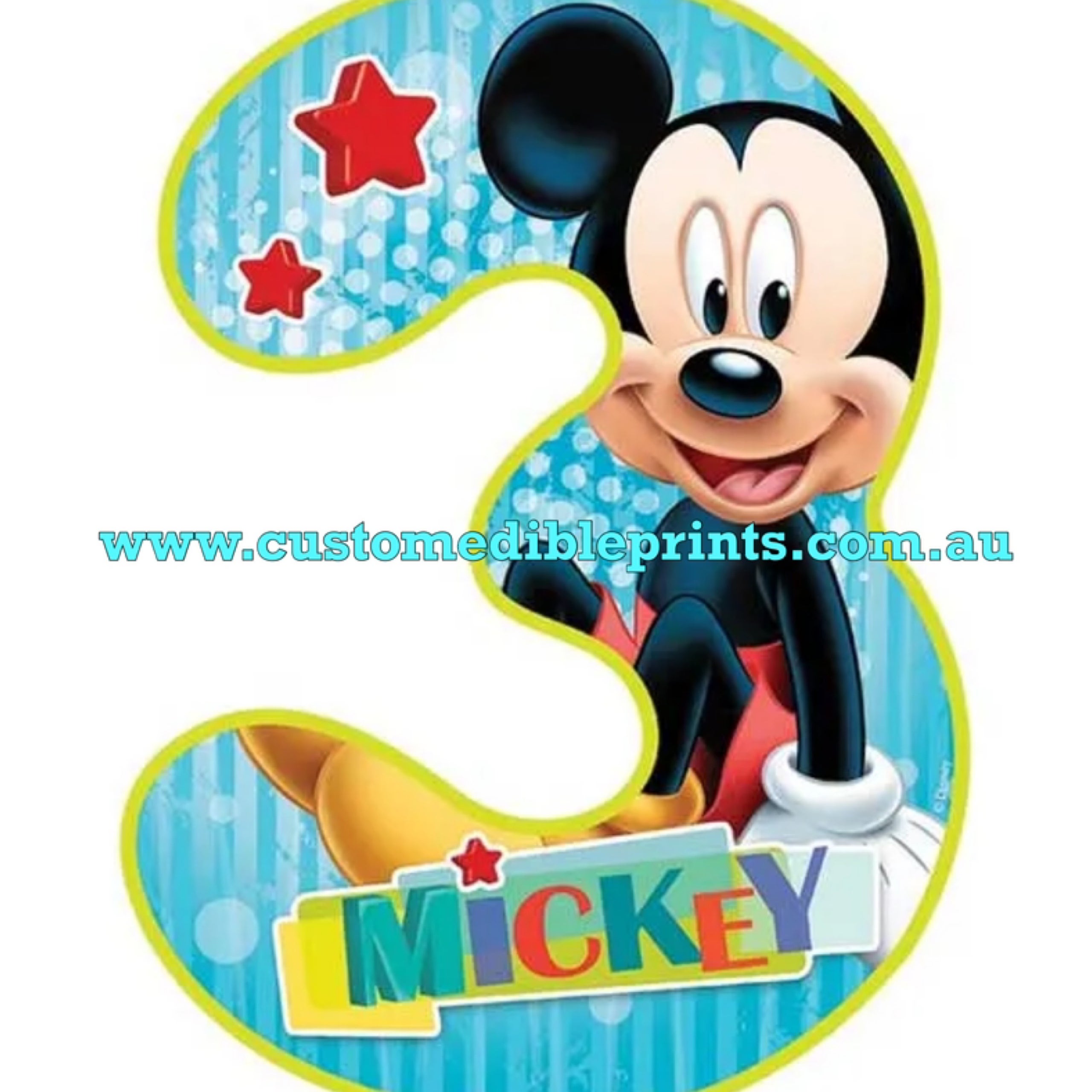 DISNEY MICKEY MOUSE NUMBER 3 EDIBLE IMAGE | CUSTOM EDIBLE PRINTS