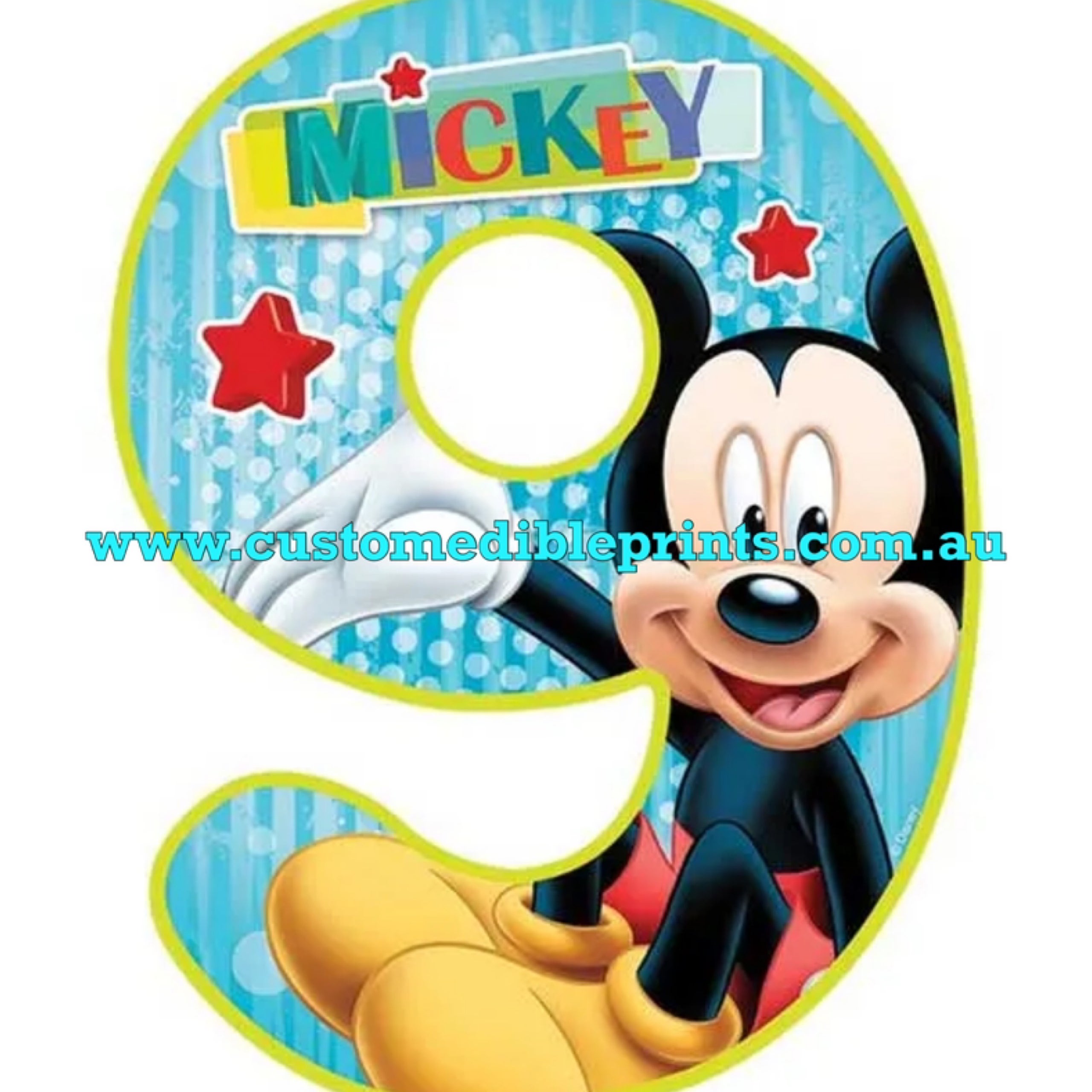 DISNEY MICKEY MOUSE NUMBER 9 EDIBLE IMAGE | CUSTOM EDIBLE PRINTS