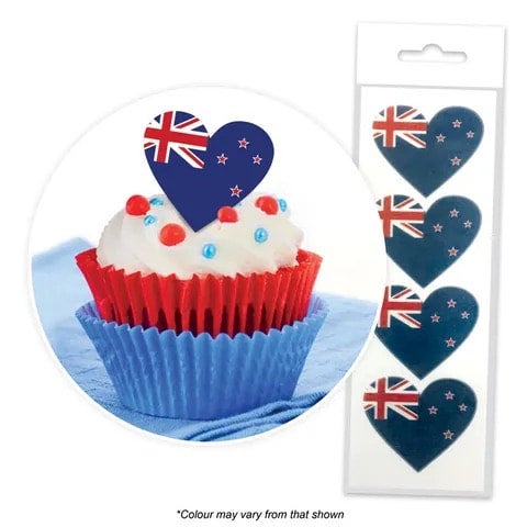 NEW ZEALAND FLAG HEARTS - WAFER TOPPERS - PACKET OF 16 | CUSTOM EDIBLE ...